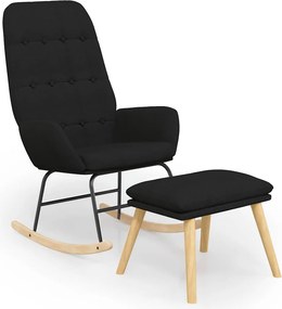 Houpací křeslo s podnožkou černé textil 3097710