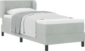 Postel s boxspringem s čelo Světle šedá 80 x 200 cm samet 3340412