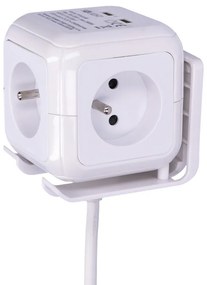 Kostka se zásuvkami s USB 4Z - 2m, bílá