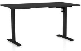 Výškově nastavitelný stůl OfficeTech A, 140 x 80 cm, černá podnož, černá
