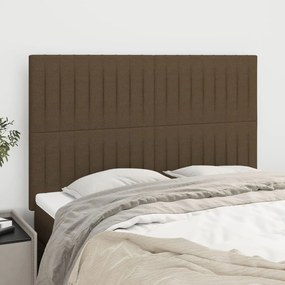 Čelo postele tmavě hnědé 144x5x118/128 cm látkové 3116571