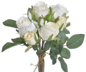 kytice růží s listy - bílá