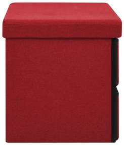 Skládací úložná lavice vínová 76 x 38 x 38 cm umělý len - Default Title