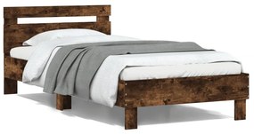 Rám postele s čelem kouřový dub 100 x 200 cm kompozitní dřevo - Default Title