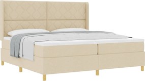 Postel s boxspringem s čelo Krémová 200 x 200 cm textil 3341922