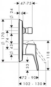 Hansgrohe Metris Classic, páková vanová baterie pod omítku, chromová, 31485000