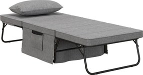 HOMCOM 4-v-1 skládací postel 75x190 cm, skládací postel pro dospělé s 8 cm tloušťkou matrace, cestovní postel s kovovým rámem, nastavitelné jednolůžko