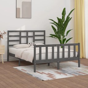 Rám postele šedý masivní dřevo 150 x 200 cm King Size,  3107620 HangarStore.cz