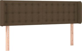 Čelo postele s LED tmavě hnědé 147 x 16 x 78/88 cm textil 3123671