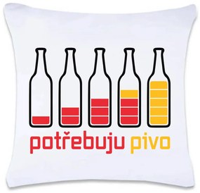 Super plecháček Dekorační polštář s potiskem Potřebuju pivo 40 x 40 cm Oboustranný tisk: NE