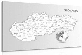 Obraz čiernobiela mapa Slovenskej republiky - 90x60