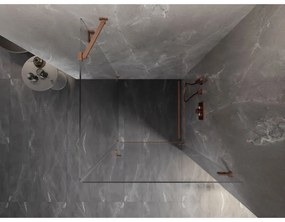 Mexen Lunar-B, pravostranný výklopný sprchový kout 80 x 80 cm, 8mm čiré sklo, profil měděná matná, 832-080-080-65-00-P