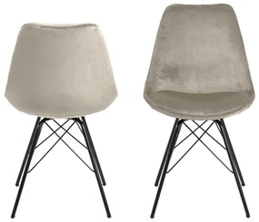 Design scandinavia Jídelní židle Eris (SET 2ks), samet, krémová