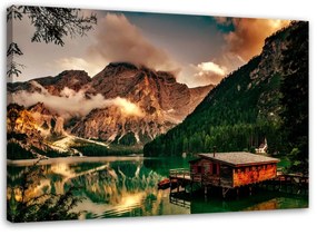 Obraz na plátně Rekreační dům v Itálii u horského jezera - 60x40 cm
