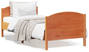 vidaXL Rám postele s čelem voskově hnědý 90 x 200 cm masivní borovice