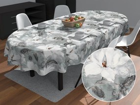 Biante Sametový oválný ubrus Tamara TMR-016 Designové květiny na šedozeleném 140x180 cm