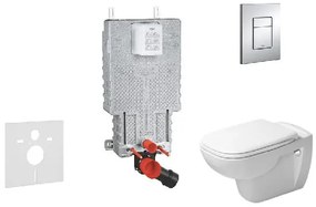 Grohe Uniset - Set předstěnové instalace, klozetu a sedátka D-Code, Rimless, SoftClose, tlačítka Skate Cosmo, chrom 38643SET-KK