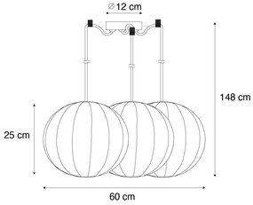 Designové závěsné svítidlo bílé hedvábí 30 cm 3-světlo - Plu