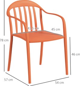 Zahradní židle sada 4 plastových zahradních židlí odolných proti povětrnostním vlivům stohovatelná židle s područkou opěradlem s nosností do 120 kg