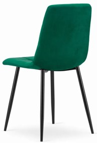 Set dvou jídelních židlí KARA samet tmavě zelená (černé nohy)