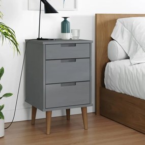 Noční stolek MOLDE šedý 40 x 35 x 65 cm masivní borové dřevo,  350500 HangarStore.cz