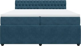 Box spring postel s matrací modrá 200 x 200 cm samet 3290140
