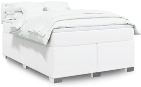 Box spring postel s matrací bílá 140 x 190 cm umělá kůže 3286121