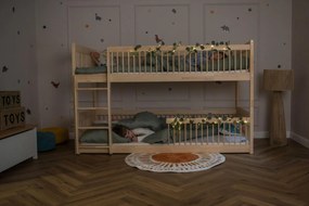 Dětská patrová postel s Montessori lůžkem z masivu borovice BOLEK - 200x90 cm - PŘÍRODNÍ