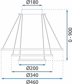 Toolight Toolight, LED stropní svítidlo 46cm, 100W, G042-3CP, zlatá lesklá, OSW-06309