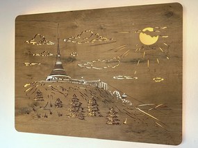 Li-Go "Ještěd" světelný obraz 230V 90x62cm provedení povrchu: dub světlý