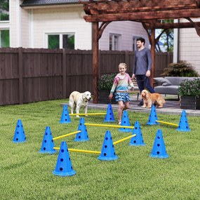 PawHut Agility set pro psy 6dílné agility vybavení pro výcvik psů Zásuvná sada překážek s 12 kužely 6 překážek Přepravní taška D07-059V01BU