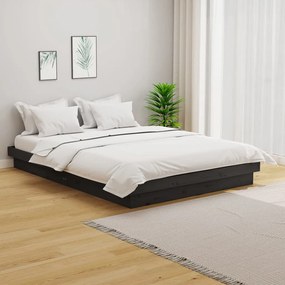 Rám postele šedý masivní dřevo 140 x 190 cm,  819954
