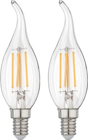 Livarno® Filamentová LED žárovka (plamen svíčky E14 4,2 W, 2 kusy)