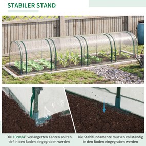 Outsunny Fóliový skleník Skleník s dveřmi Studený rám Rostlinná školka Rostlinný dům Fólie Ocel PVC Transparent 395 x 100 x 80 cm | Aosom