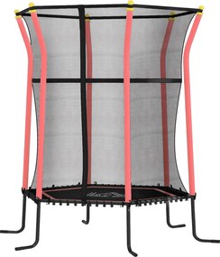 HOMCOM Dětský Trampolína Ø163,5 cm, Vnitřní Trampolína s Ochrannou Síťkou a Krytem přes Okraj, Dětská Trampolína do 50 kg, pro Děti 3-10 let Červená