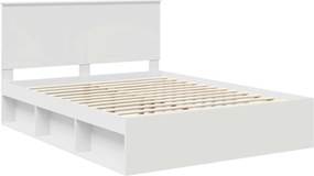 Rám postele s čelo Bílá 150 x 200 cm Masivní borové dřevo 3410992