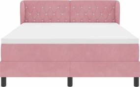 Postel s boxspringem s čelo Růžová 140 x 190 cm samet 3340333