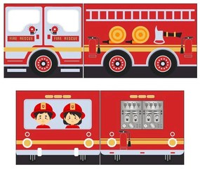 Dětský závěs k posteli 4 ks 195x75 cm Fire Truck – Vipack