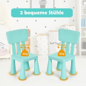 Costway 3 PCS. Kindersitzgruppe Kindertisch mit 2 Stühlen Kindermöbel – zelený