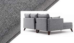 Hanah Home Dvoumístná pohovka BELLA šedá levá 205 cm s taburetem 825BLC1505