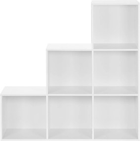 HOMCOM Skříňka ve tvaru žebříku s 6 kubickými přihrádkami - Stojící policový regál 91,5x29,5x91,5 cm Dřevo | Aosom