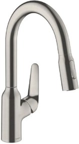 Hansgrohe Focus M42 - Dřezová baterie M4216-H180 s výsuvnou sprškou, sBOX, vzhled nerezu 71821800