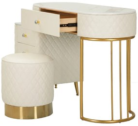 Designový toaletní stolek s taburetkou Pembroke krémový