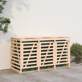 Úložný box na tři popelnice masivní borové dřevo 3157691