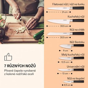 Klarstein Kitano 8dílná sada nožů s blokem 7 nožů ocel, elegantní dřevěný blok