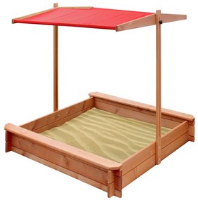 Dětské dřevěné pískoviště se stříškou NEW BABY 120x120 cm červené Barva: Červená