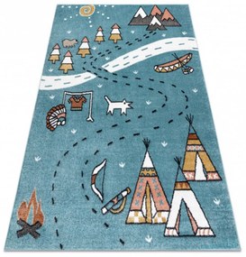 Dětský kusový koberec Indiánská vesnice modrý 180x270cm