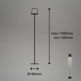 Nabíjecí stojací lampa Kiki LED, 2 700 K, černá