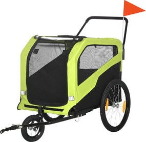 PawHut přívěs pro psy 2 v 1, přívěs na kolo pro psy, kočárek pro psy s odrazkami, kočárek pro psy max. 30 kg, přívěs na kolo pro velké psy, tkanina O…