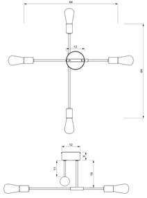 Lustr na tyči FLAME 4xE27/60W/230V černá/lesklý chrom